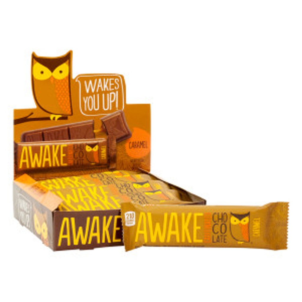 Awake Bar Caramel Milk Chocolate 12 ct 1.55 oz | Four Seasons Candy